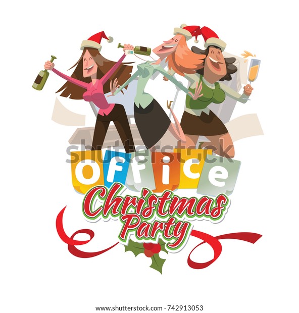 Vector Office Emblem Christmas Party Cartoon Stock Vector (Royalty Free ...