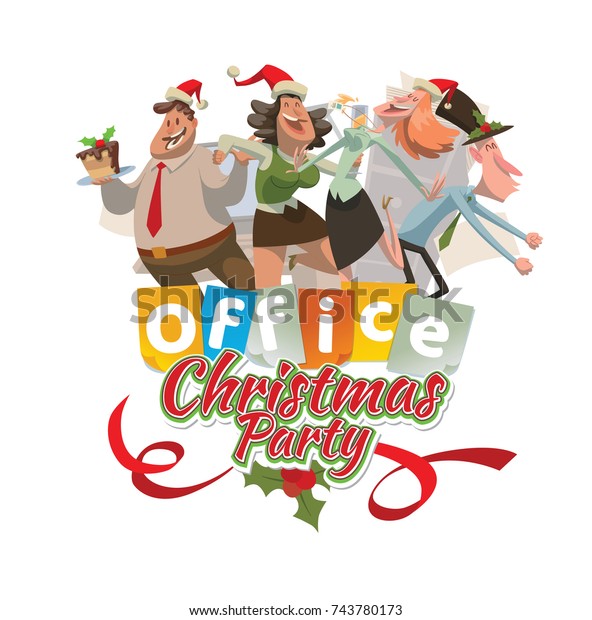 Vector Office Emblem Christmas Party Cartoon Stock Vector (Royalty Free ...