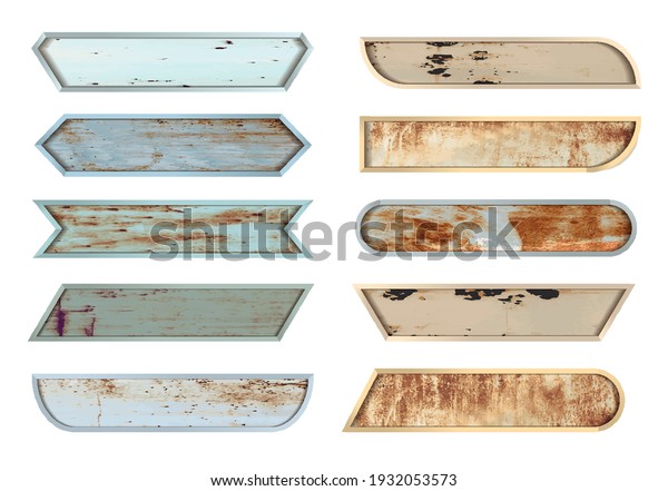 Vector Old Blank Rusty Metal Sign Stock Vector (Royalty Free) 1932053573