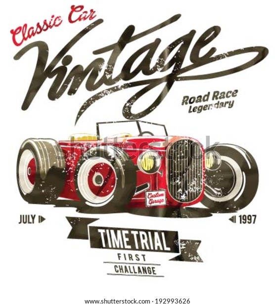 vector old school race car poster.