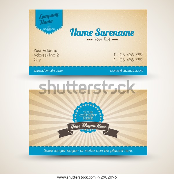 Vector Oldstyle Retro Vintage Business Card Stock Vector (Royalty Free ...
