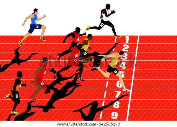 Vector Olympics Competition Athletes Run Race Stock Vector (Royalty ...
