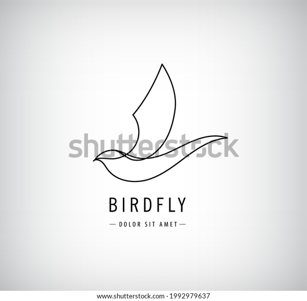 Vector One Line Bird Logo Flying Stock Vector (Royalty Free) 1992979637 ...