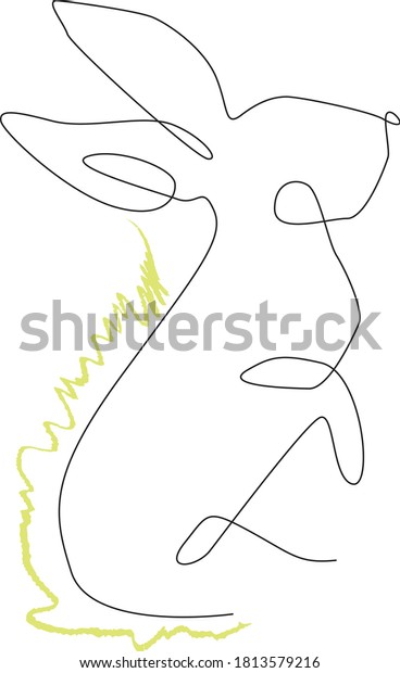 Vector One Line Rabbit Drawing Stock Vector (Royalty Free) 1813579216 ...