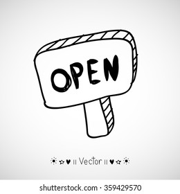 Vector Open Door Sign Label Text Stock Vector (Royalty Free) 359429570