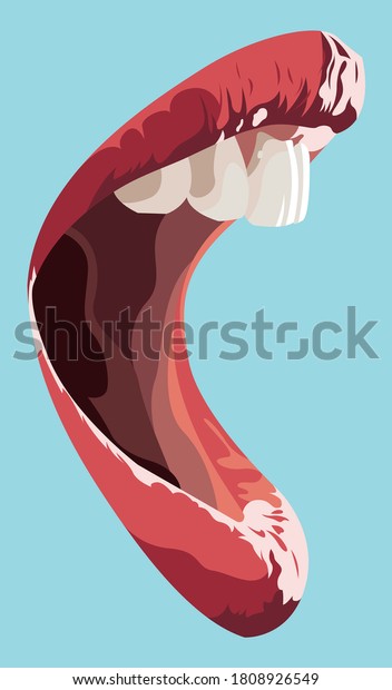 Vector Open Mouth Profile Graphic Style Stock Vector (Royalty Free ...