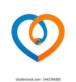 Vector Orange Blue Heart Two Hands Stock Vector (Royalty Free ...