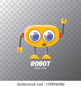 Vector Orange Cartoon Cute Flat Robot Stock Vector (Royalty Free ...