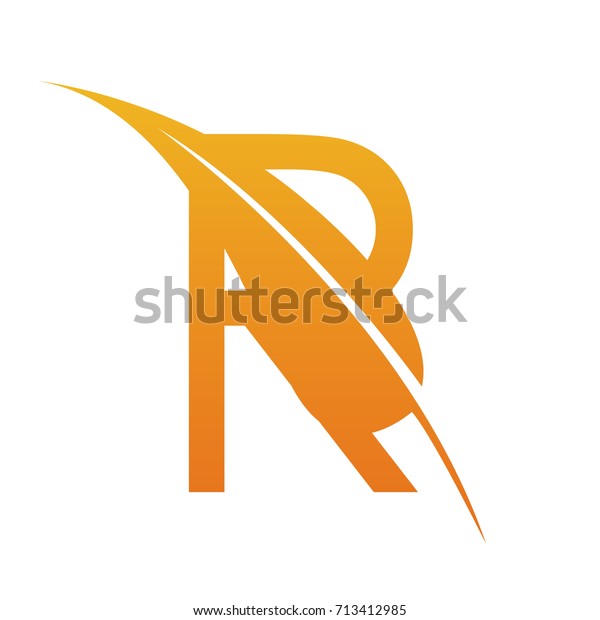 Vector Orange Letter R Botanical Leaf Stock Vector (Royalty Free ...