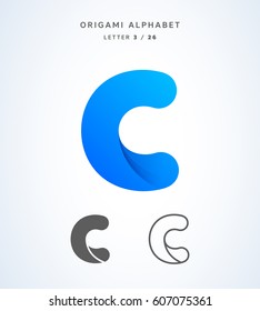 Vektor Stok Vector Origami Alphabet Letter C Logo (Tanpa Royalti ...
