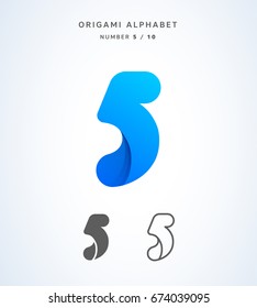 Vector Origami Alphabet Number 5 Logo Stock Vector (Royalty Free ...
