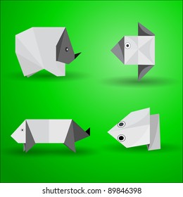Vector Origami Group Animal Stock Vector (Royalty Free) 89846398 ...