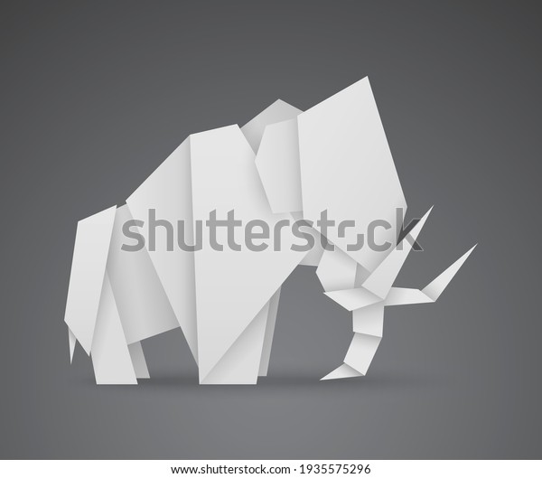 Vector Origami Paper Mammoth On Dark Stock Vector (Royalty Free ...