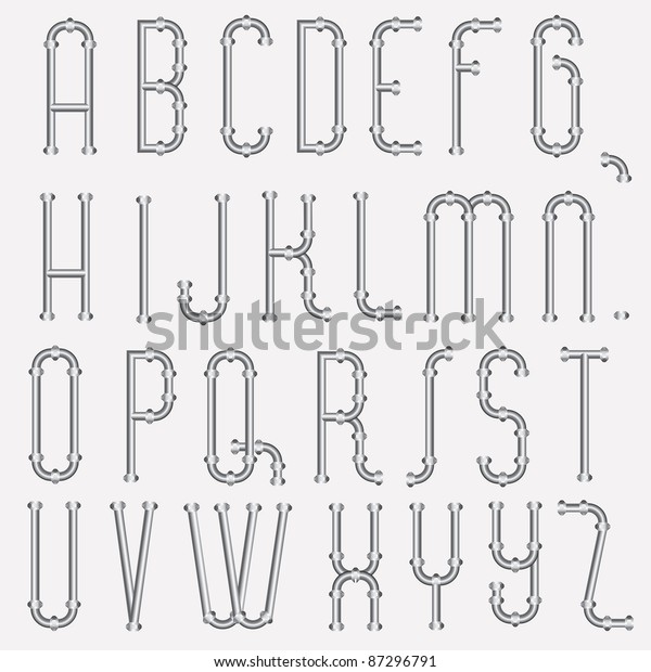 Vector Original Font Steel Pipes Stock Vector (Royalty Free) 87296791