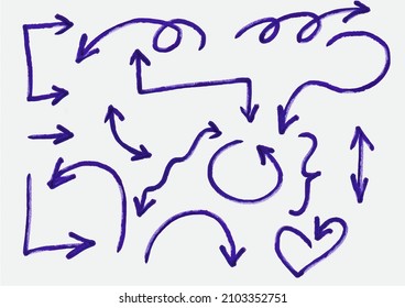 Vector Outline Arrows Directions Freehand Drawing Stock Vector (Royalty ...