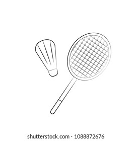 Vector Outline Badminton Racket Icon Stock Vector (Royalty Free ...