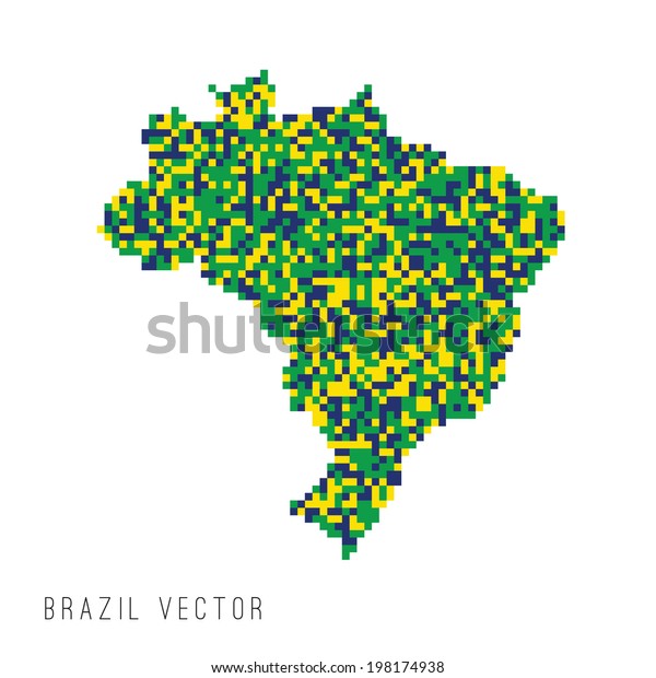 Vector Outline Brazil Pixel Art Style 스톡 벡터(로열티 프리) 198174938 ...