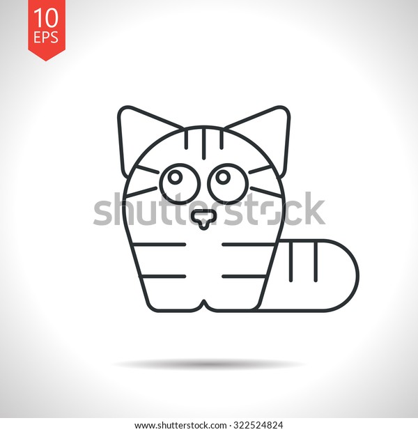 Vector Outline Classic Grey Cat Icon Stock Vector (Royalty Free) 322524824