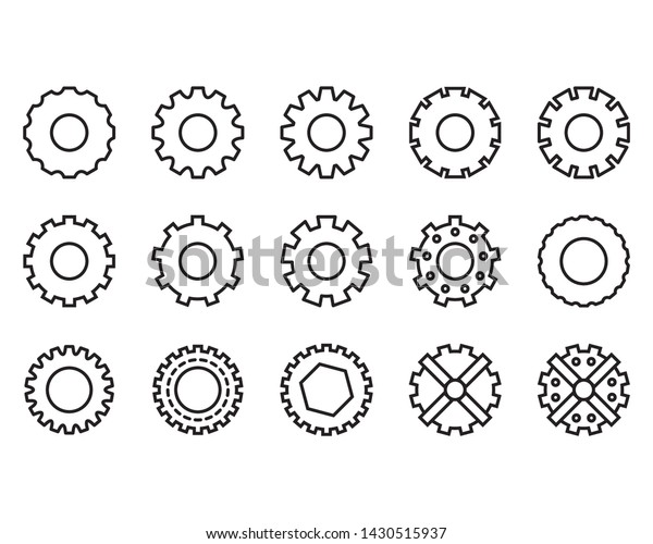 Vector Outline Gears Wheel Gear Icon Stock Vector (Royalty Free ...