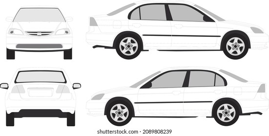 Vector Outline Illustration Car Set Sedan Stock Vector (Royalty Free ...