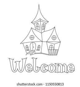 Vector Outline Illustration House Welcome Word Stock Vector (Royalty ...