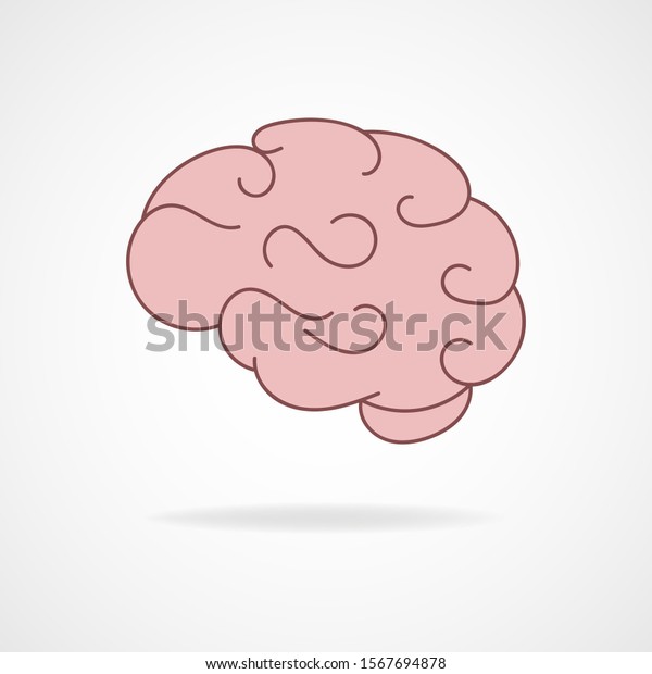 Vector Outline Illustration Human Brain On Stock Vector (Royalty Free ...
