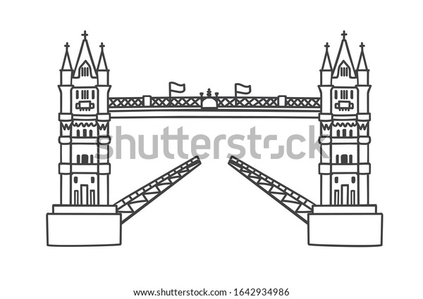 Vector Outline Illustration Tower Bridge London Stock Vector (Royalty ...
