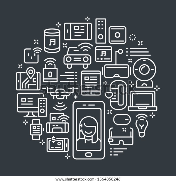 Vector Outline Illustrations Related Smart Device Stock Vector (Royalty ...