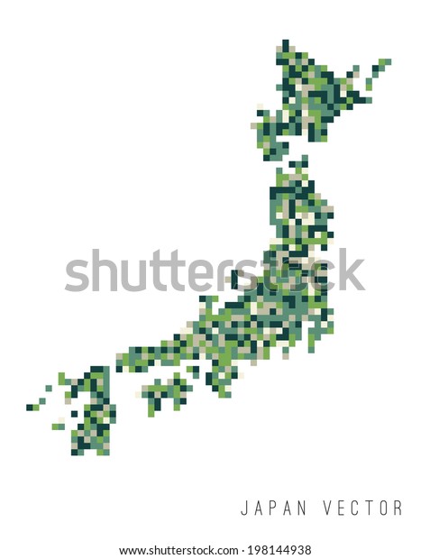 Vector Outline Japan Pixel Art Style Stock Vector (Royalty Free ...