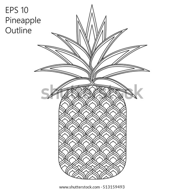Vector Outline Pineapple That Very Easy Stock Vector (Royalty Free ...