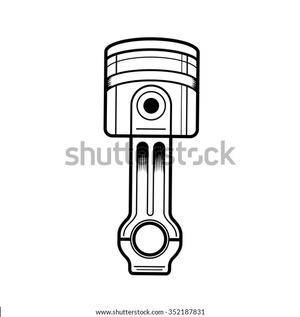 Vector Outline Piston On White Background Stock Vector (Royalty Free ...