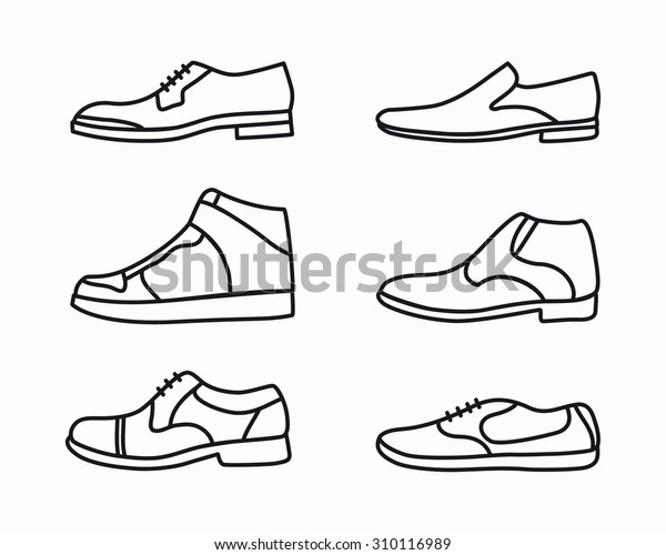 Vector skitse sko ikon sæt Stock-vektor (royaltyfri) 310116989 ...