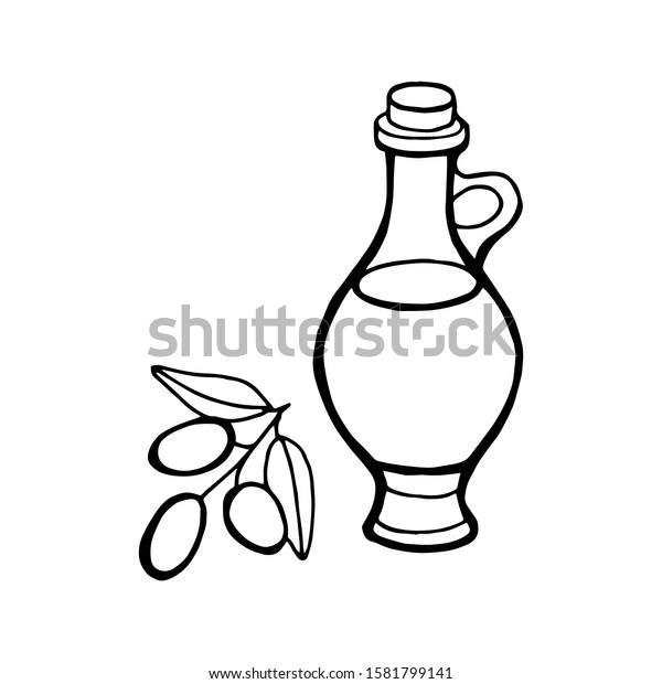 Vector Outline Still Life Olive Oil Stock Vector (Royalty Free ...