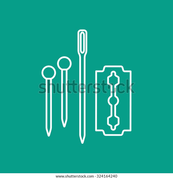 Vector Outline Tailor Pins Needle Blade Stock Vector (Royalty Free ...