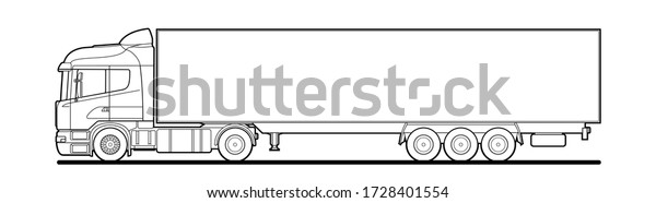 Vector Outline Truck Lorry Semitrailer Side Stock Vector (Royalty Free ...