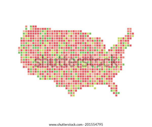 Vector Outline Usa Pixel Art Style: vector de stock (libre de regalías ...