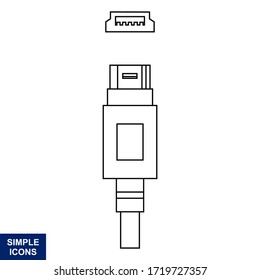 Vector Outline Usb Icon White Background Stock Vector (Royalty Free ...