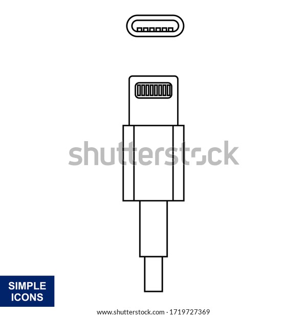 Vector Outline Usb Icon White Background Stock Vector (Royalty Free ...