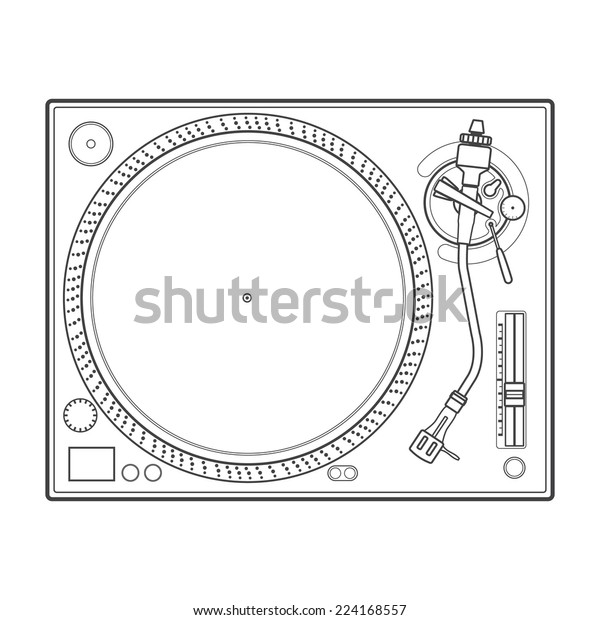 Vector Outline Vinyl Dj Turntable Stock Vector (Royalty Free) 224168557 ...