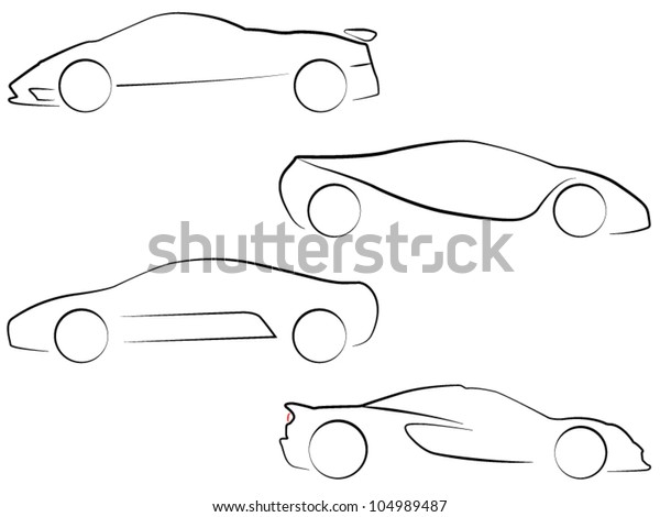Vector Outlines Super Cars Stock Vector (Royalty Free) 104989487 ...