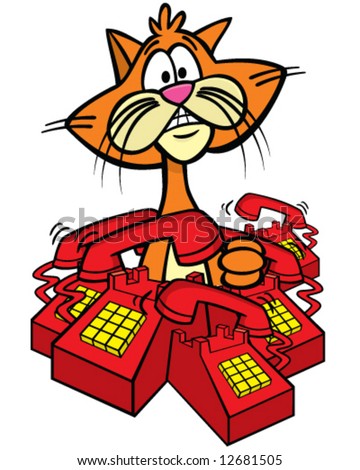Vector Overwhelmed Cat Help Desk Call Stock Vector (Royalty Free ...