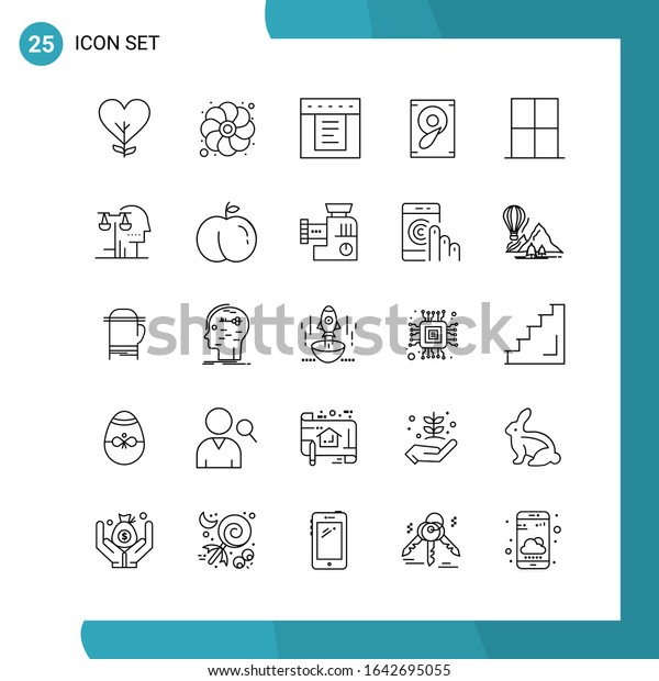 Vector Pack 25 Outline Symbols Line Stock Vector (Royalty Free ...