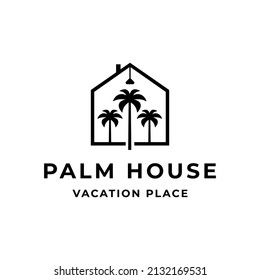 Vector Palm Tree House House Logo Stock Vector (Royalty Free ...