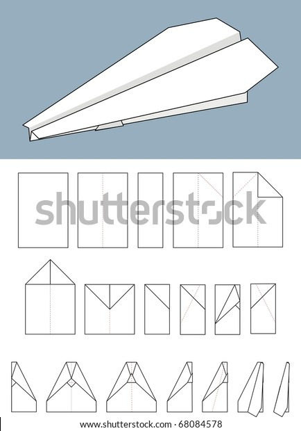 Stock vektor „Vector Paper Airplane Scheme Manufacturing Paper“ (bez ...