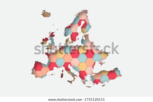 Vector Paper Art Map Europe Abstract Stock Vector (Royalty Free ...