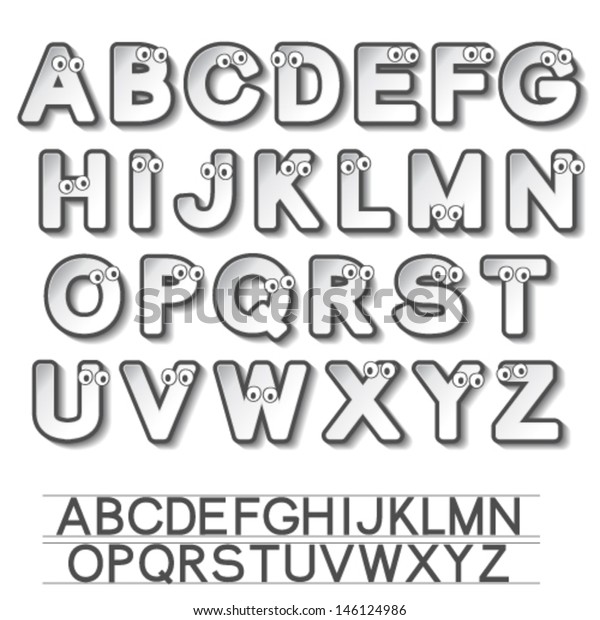 Vector Paper Font Alphabet Eyes White Stock Vector (Royalty Free) 146124986