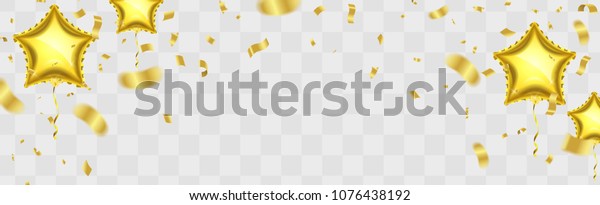 Vector Party Balloons Illustration Confetti Ribbons Stock Vector ...