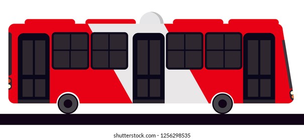 Vector Passenger Bus Red Color White Stock Vector (Royalty Free ...