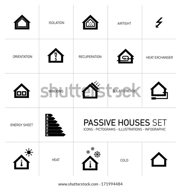 Vector Passive Houses Icons Pictograms Icon Stock Vector (Royalty Free ...