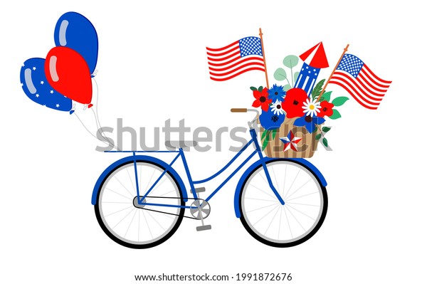 Vector Patriotic Bicycle Illustration Isolated On Stock Vector (Royalty ...